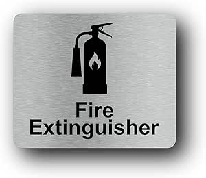 Metallic Silver Fire Extinguisher Sign with High Strength Self-Adhesive ...