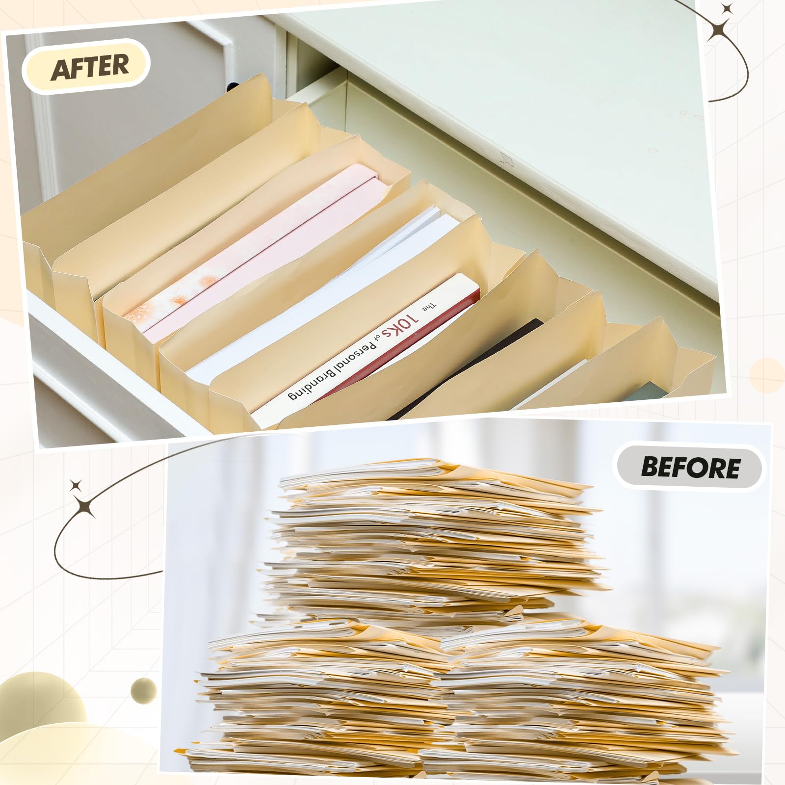 Qilery 2 Inch Manila File Jackets Bulk, Reinforced Straight Cut Tab ...