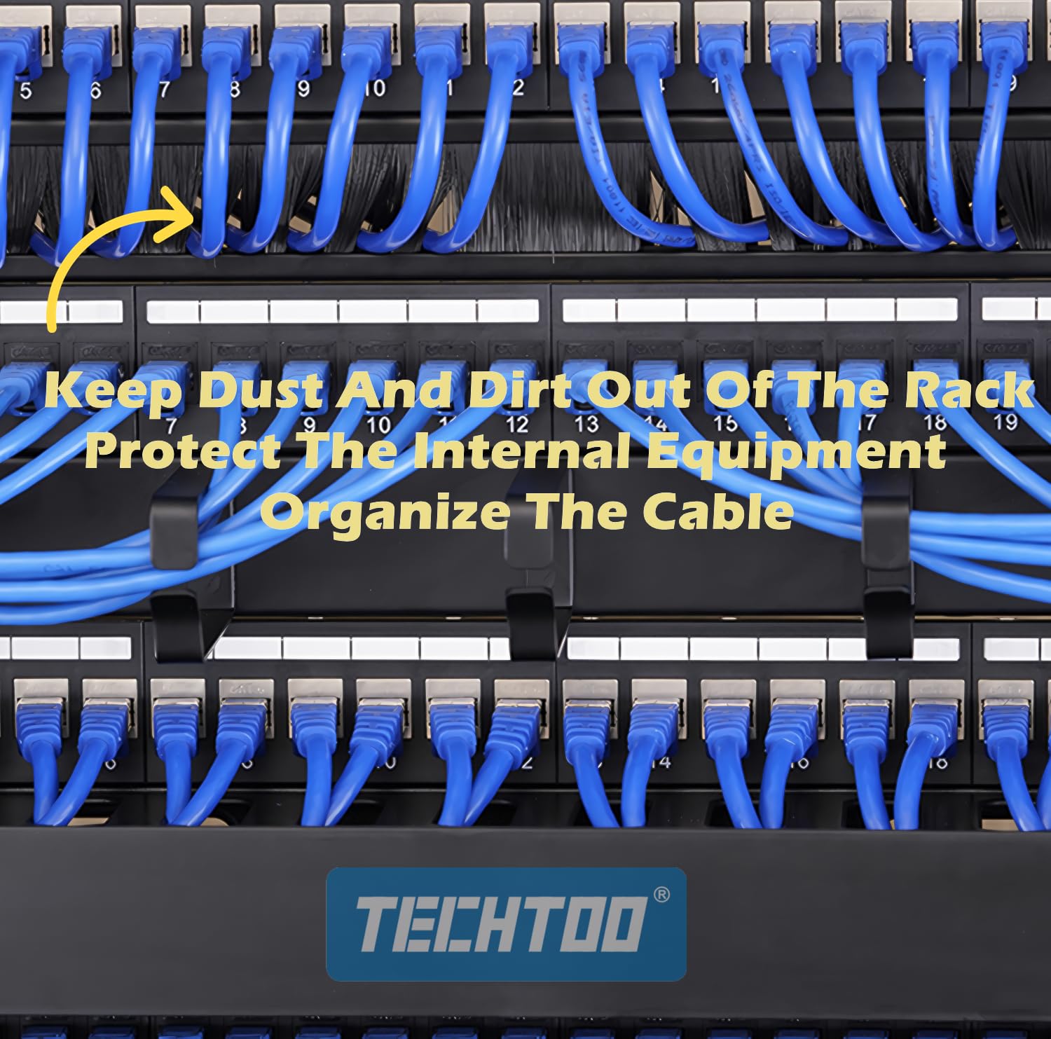 Snapklik.com : TECHTOO Rack Mount Cable Management Spacer Panel Brush ...