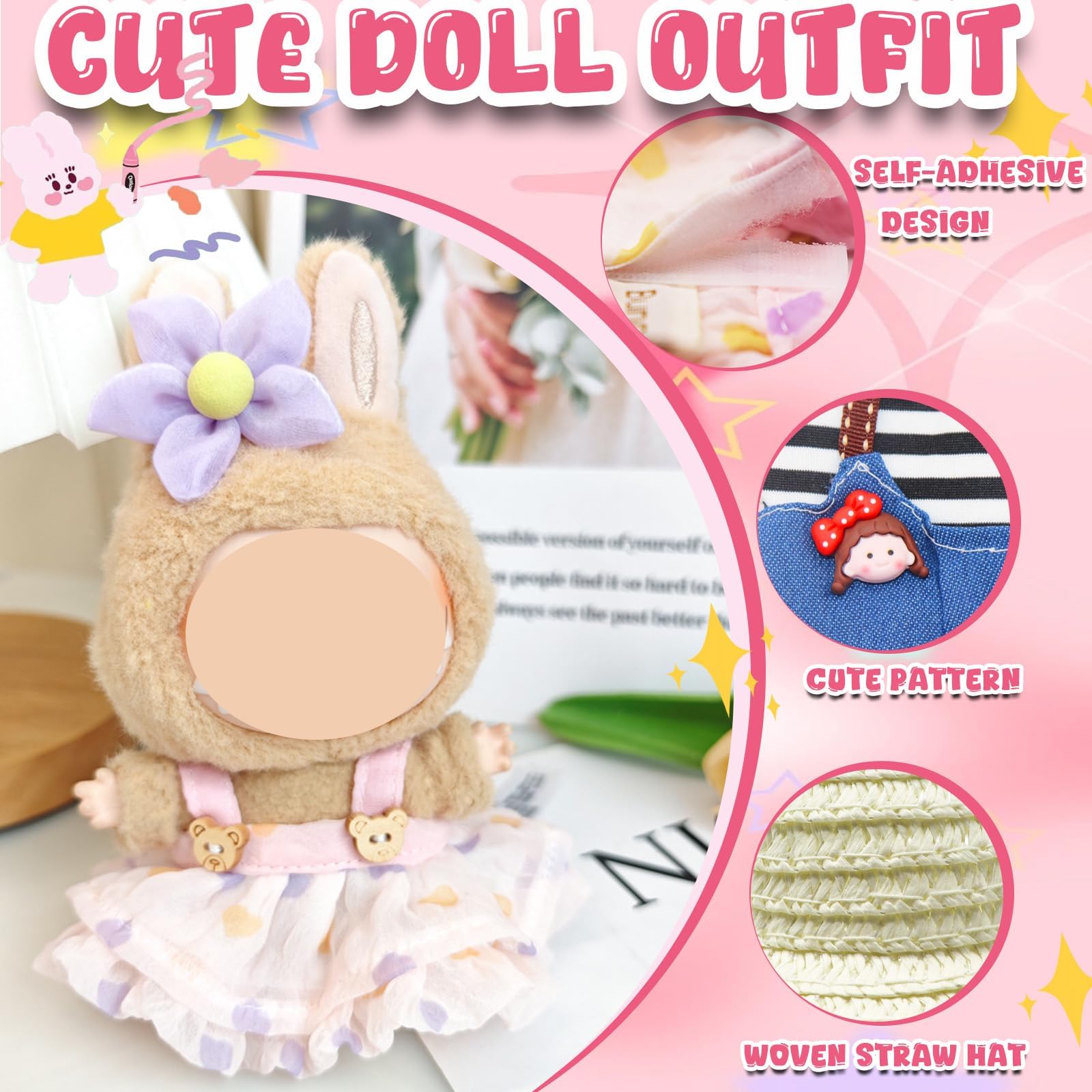 Kids La Boo Boo Labubu Clothes 5-Piece LABUBU Doll Crochet Outfit Set ...