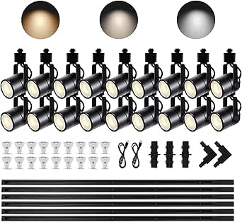Yuemegou Dimmable LED Track Lighting Kit, 3CCT 10W Track Lights Heads ...
