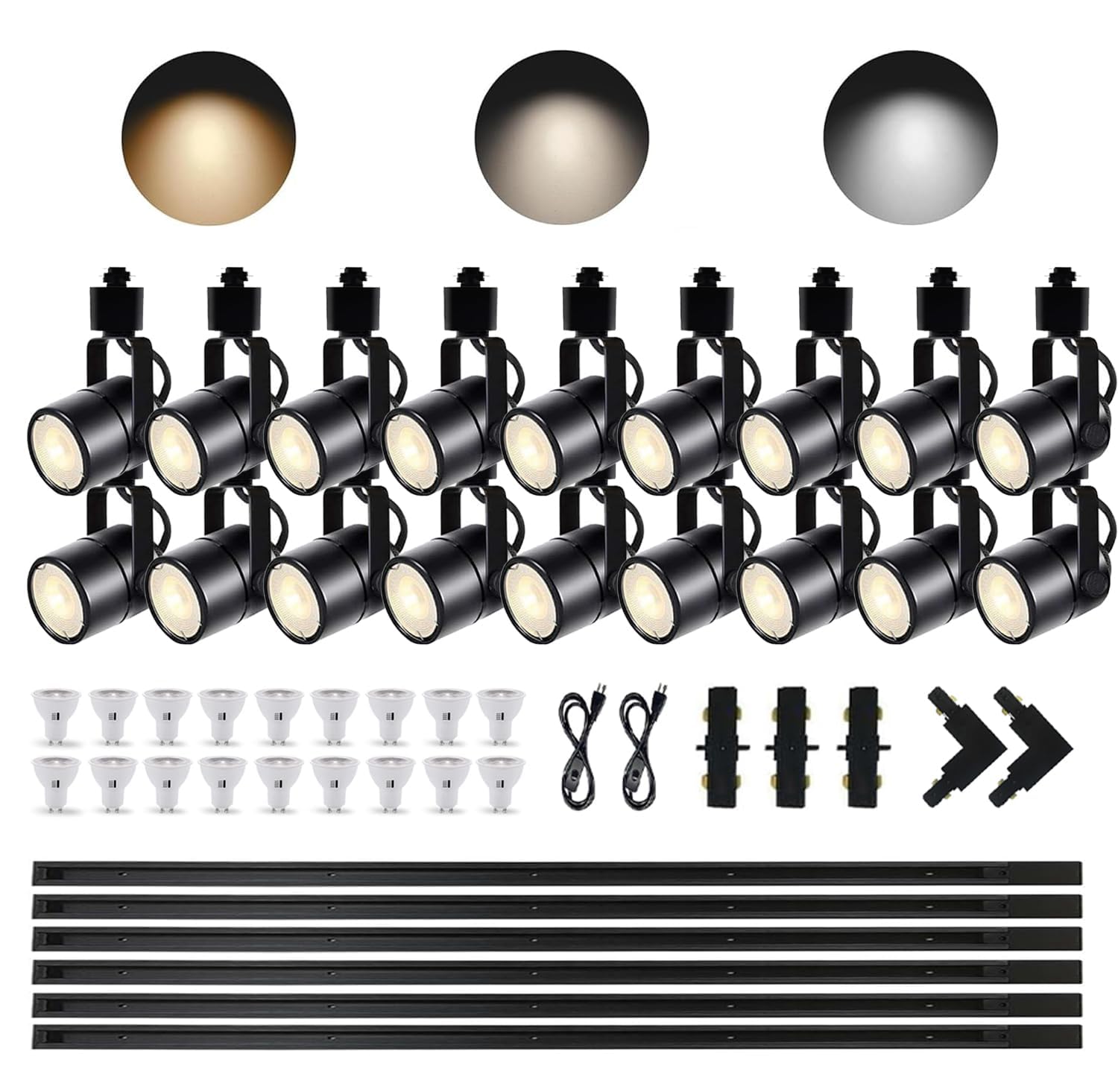 Yuemegou Dimmable LED Track Lighting Kit, 3CCT 10W Track Lights Heads ...