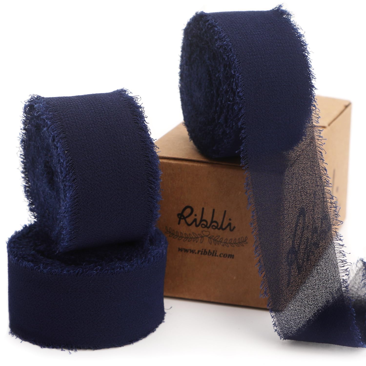 Amazon.com: Ribbli Navy Ribbon 1 Inch x 3 Rolls Total 24 Yards Handmade ...