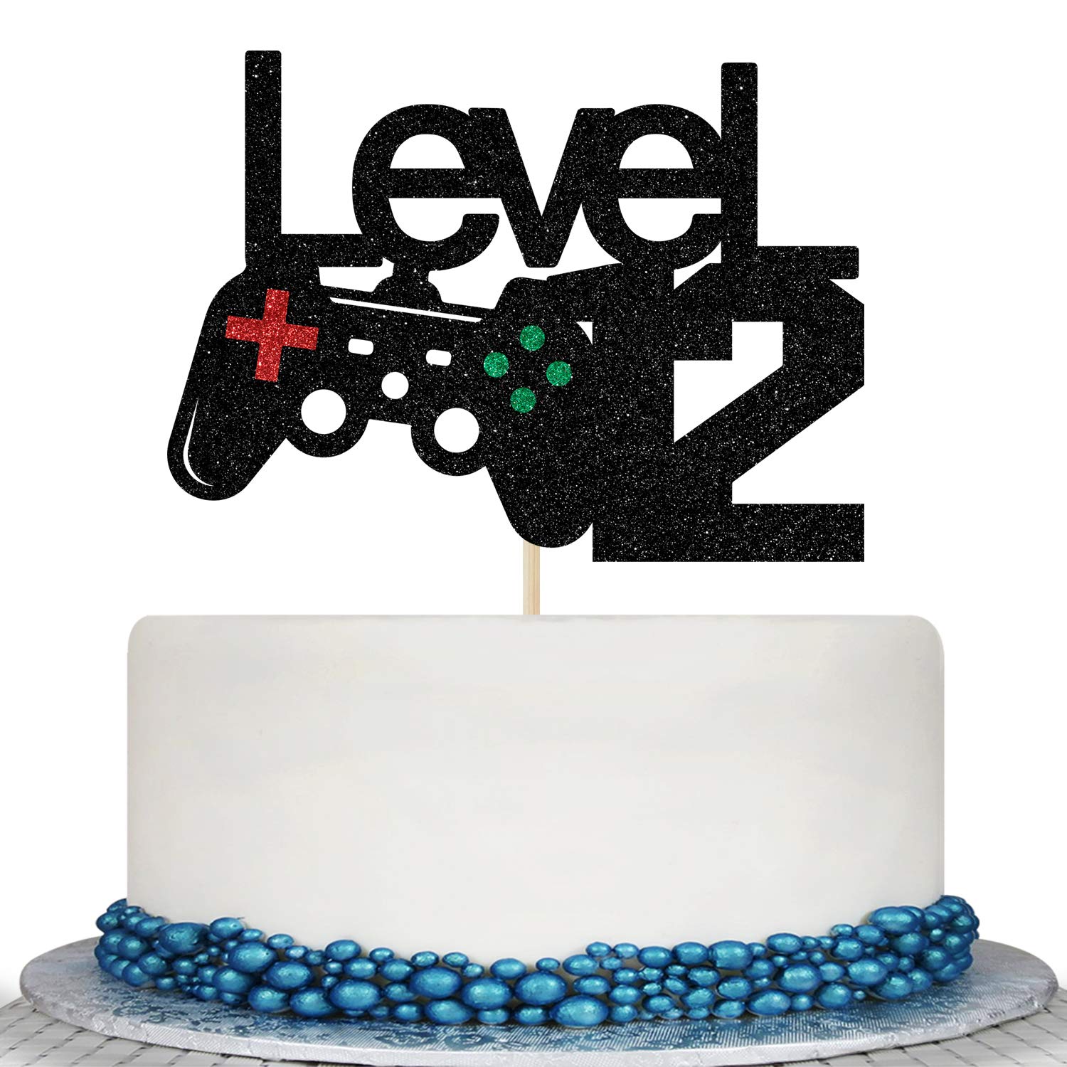 Colorfulparty Black Glitter Level 12 Cake Topper Level Up 12th ...