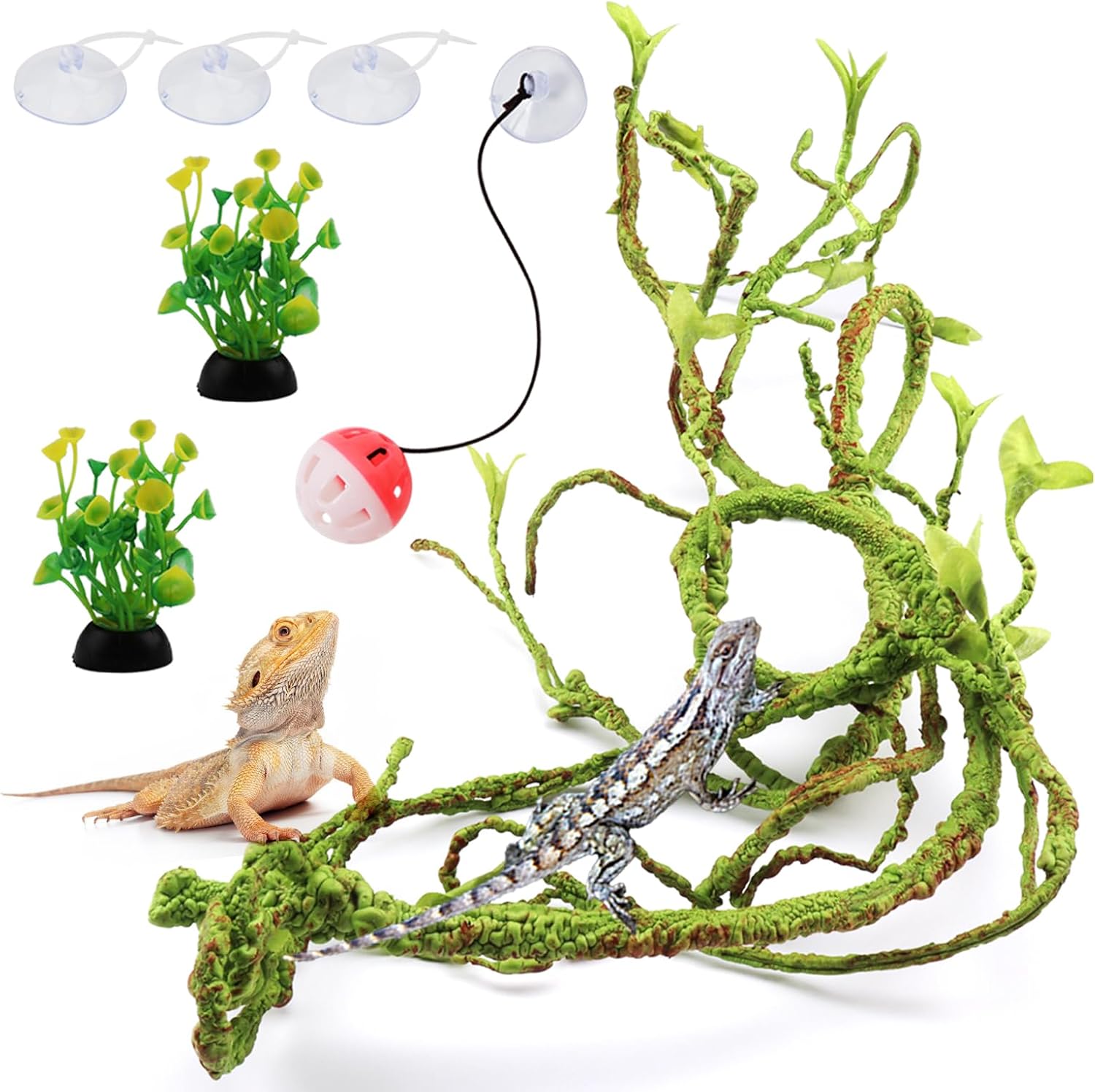 QUOZUO Bearded Dragon Tank Accessories, Reptile Plants Artificial ...
