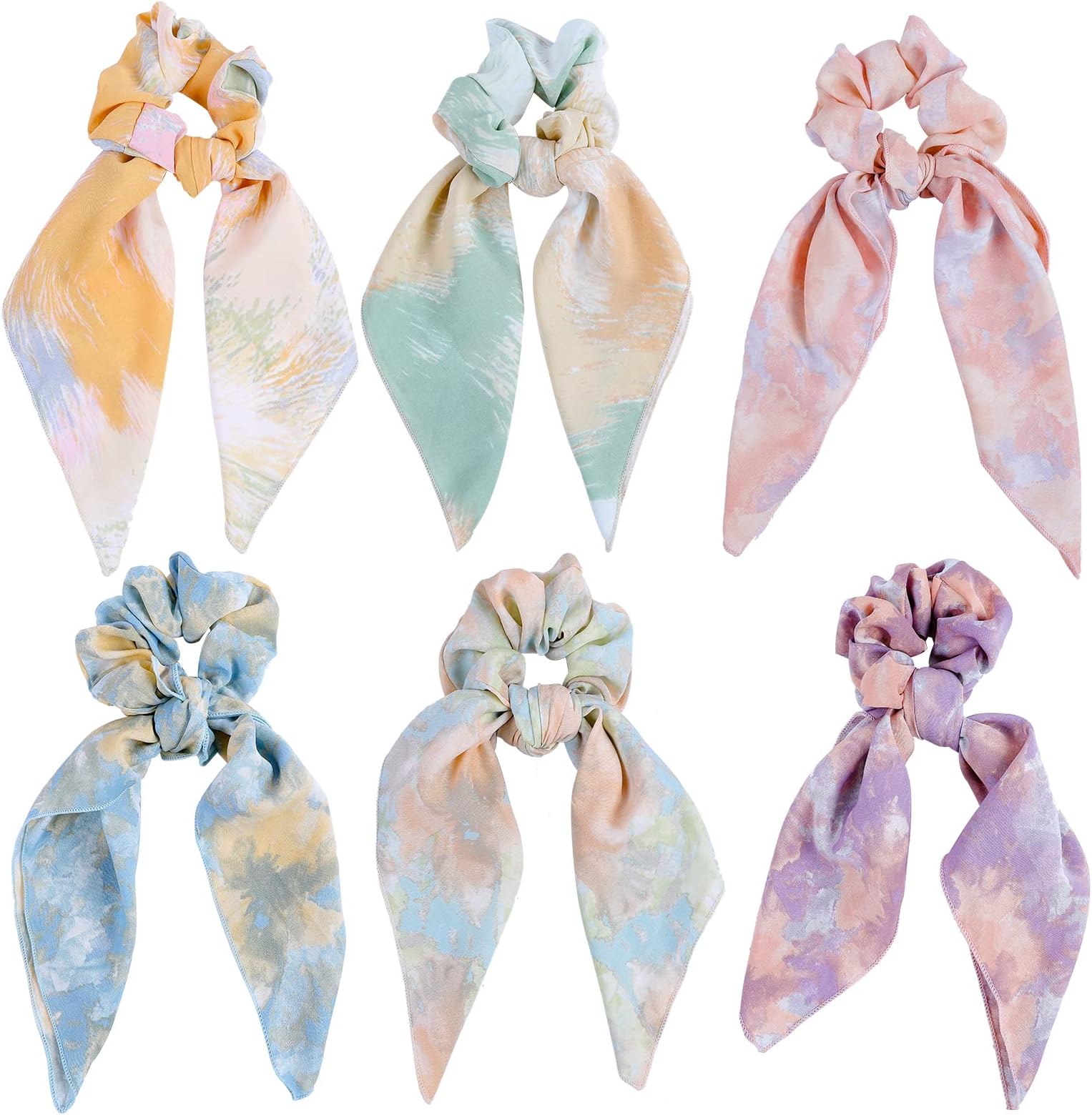 Amazon.com : Silk Satin Hair Scrunchies, Hair Scarf with Bow Silk ...