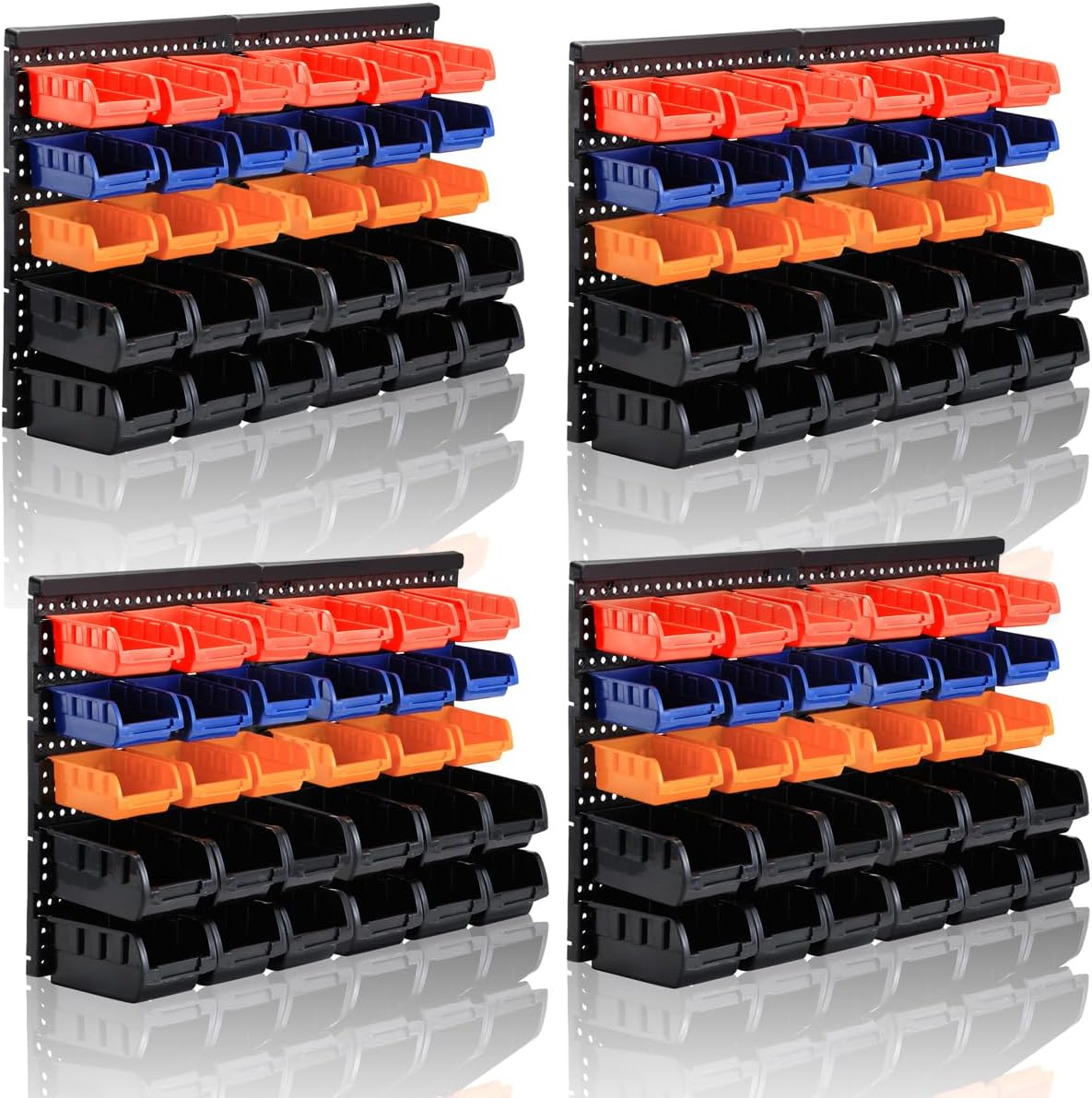 MULSAME Wall Mounted Storage Bins Parts Rack 4 Colors 30PCS Bin ...
