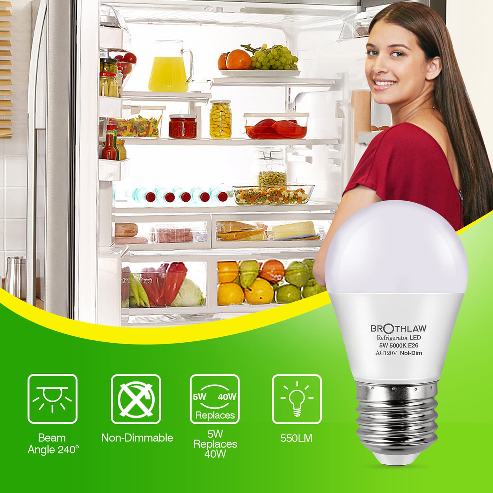 A15 Waterproof Light Bulb Refrigerator Light Bulbs 2-Pack - 40W ...