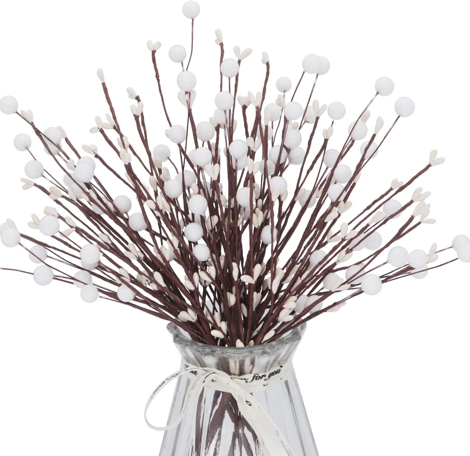 Artificial Berry Stem Picks, 10Pcs Christmas Decorative Wire Stem White ...