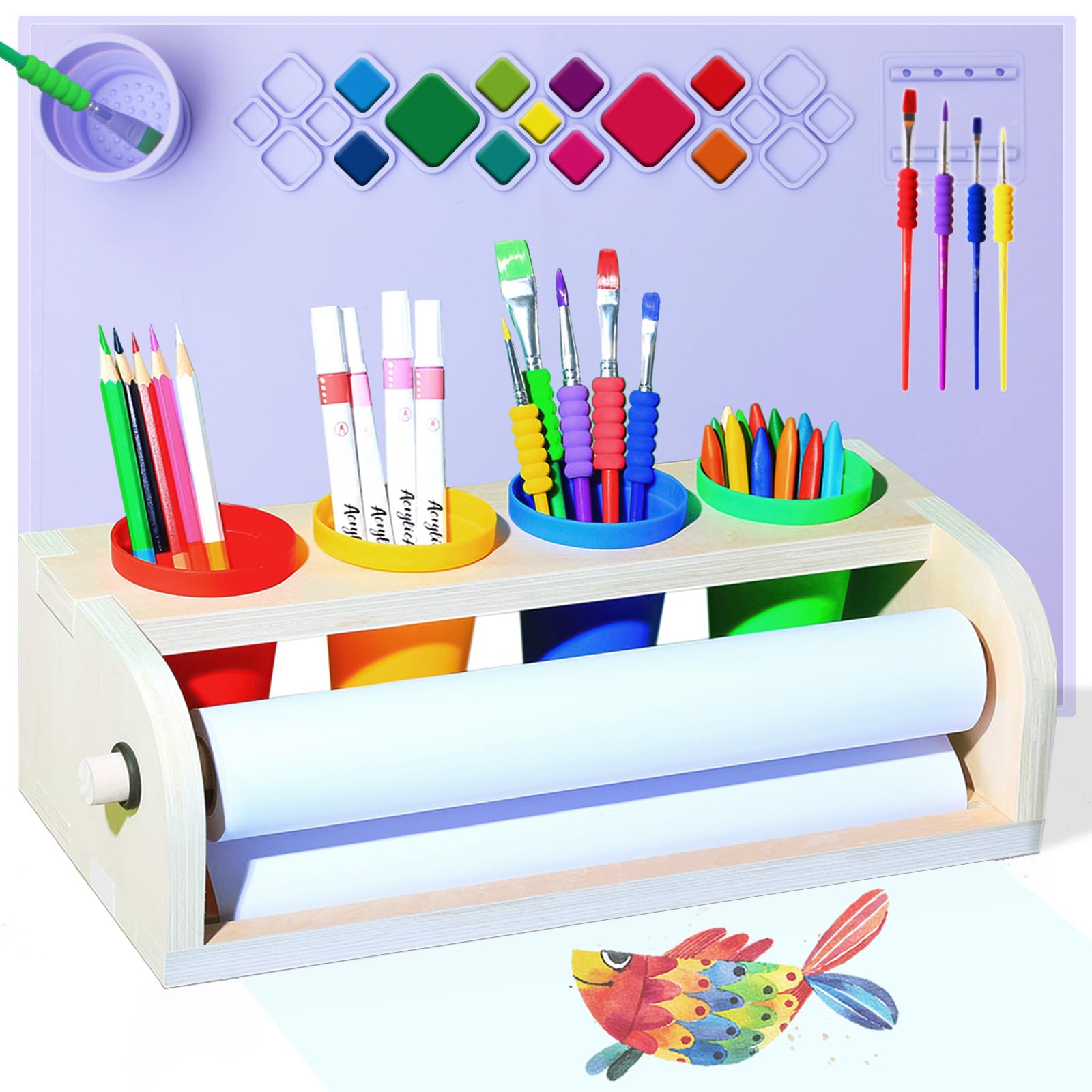 Amazon.com: Arfetigo Tabletop Paper Roll Dispenser, Kids Art Easel ...