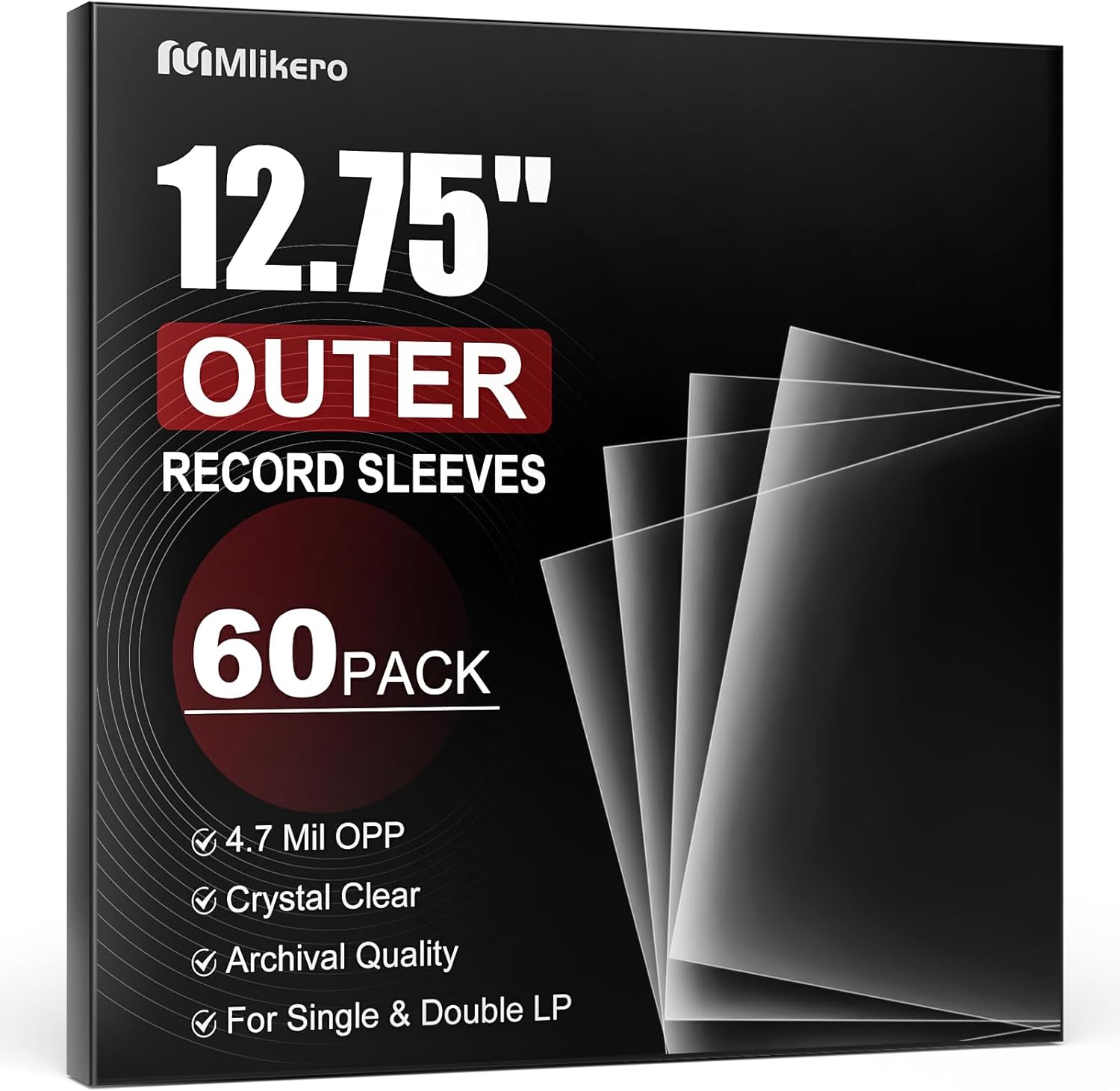 Amazon.com: Mlikero 60 Record Sleeves for Vinyl Record, Crystal Clear ...