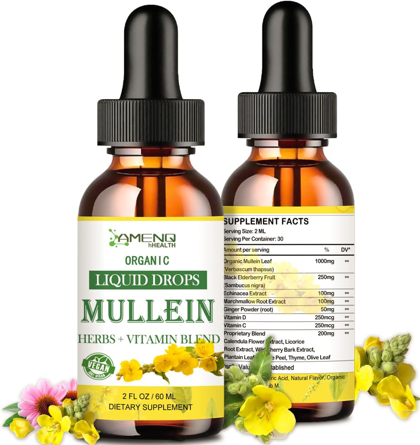 Amazon.com: (2 Pack) Mullein Drops for Lungs - Mullein Leaf Extract ...
