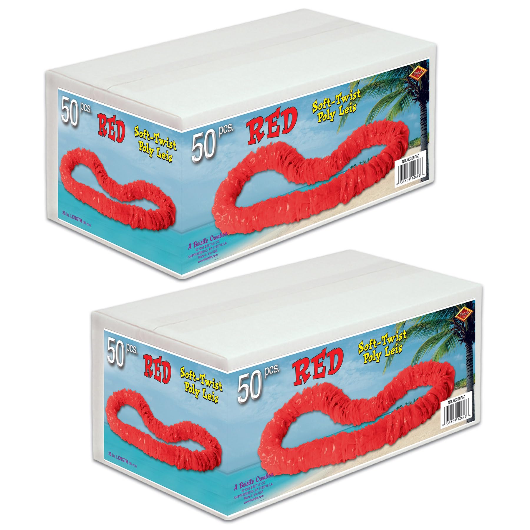 Amazon.com: Beistle 100 Piece 36" Red Plastic Soft-Twist Poly Leis for ...
