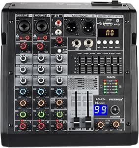 DJ Audio Mixer 4 Channel Mixing Console 99 DSP Effect USB Play PC ...