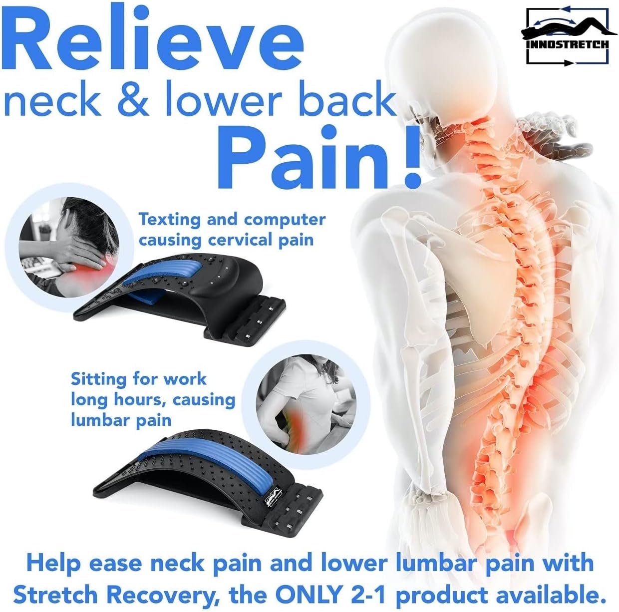 Back Cracker Neck Stretcher 2-1 Back Stretcher for Lower Back Pain ...