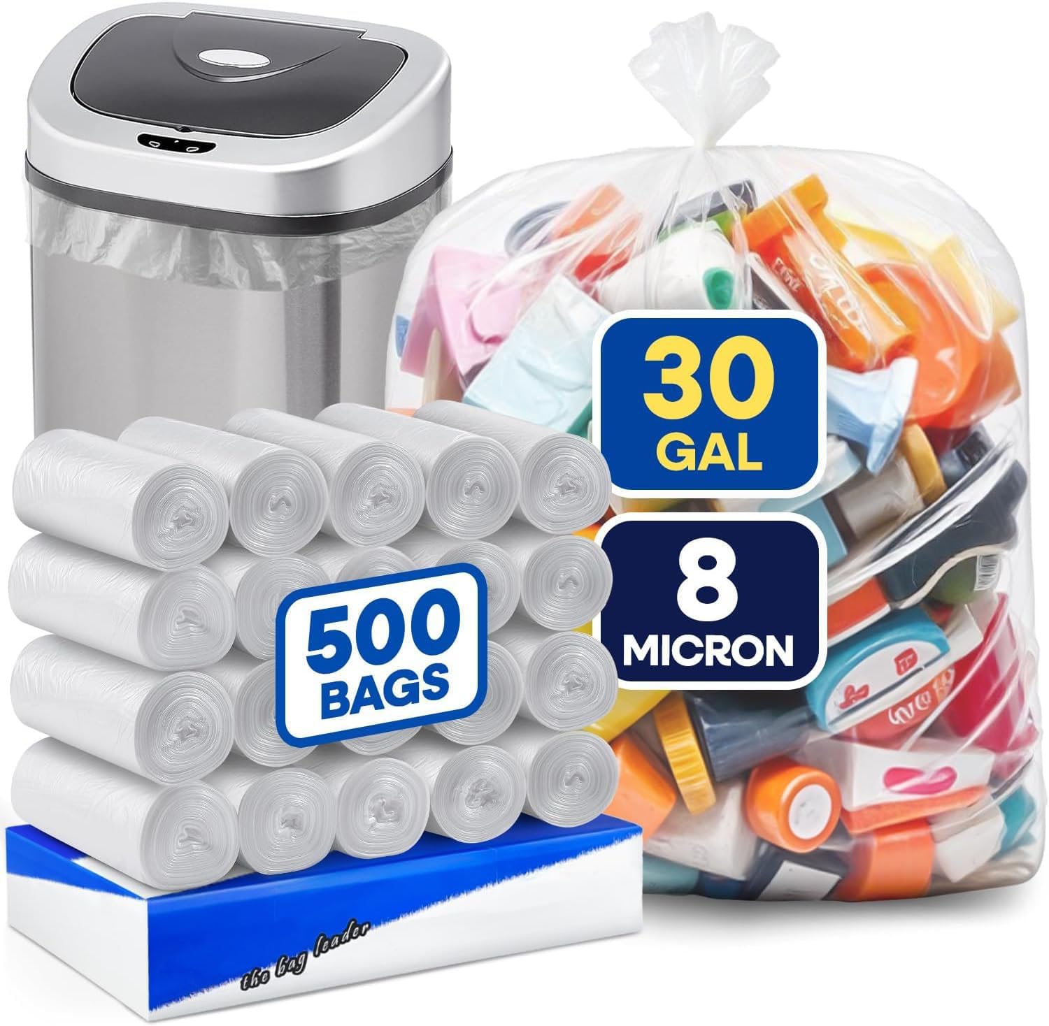 Amazon.com: (Pack of 500) Plexon Transparent Trash Bags, Clear Trash ...