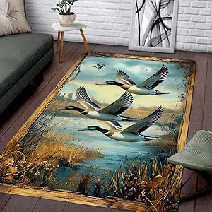 Amazon.com: Duck Hunting Area Rug, Wild Hunter Carpet, Rustic Flying Rug, Bathroom Rugs for Boy ...