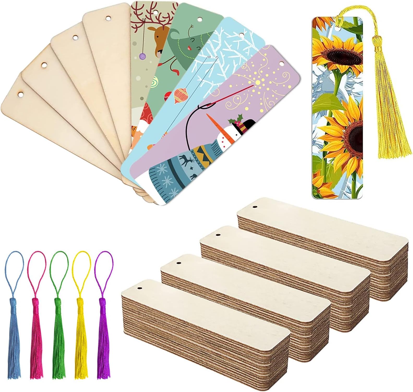 Wooden Blank Bookmarks, 100 Pcs Blank Craft Bookmarks, Blank Bookmarks ...