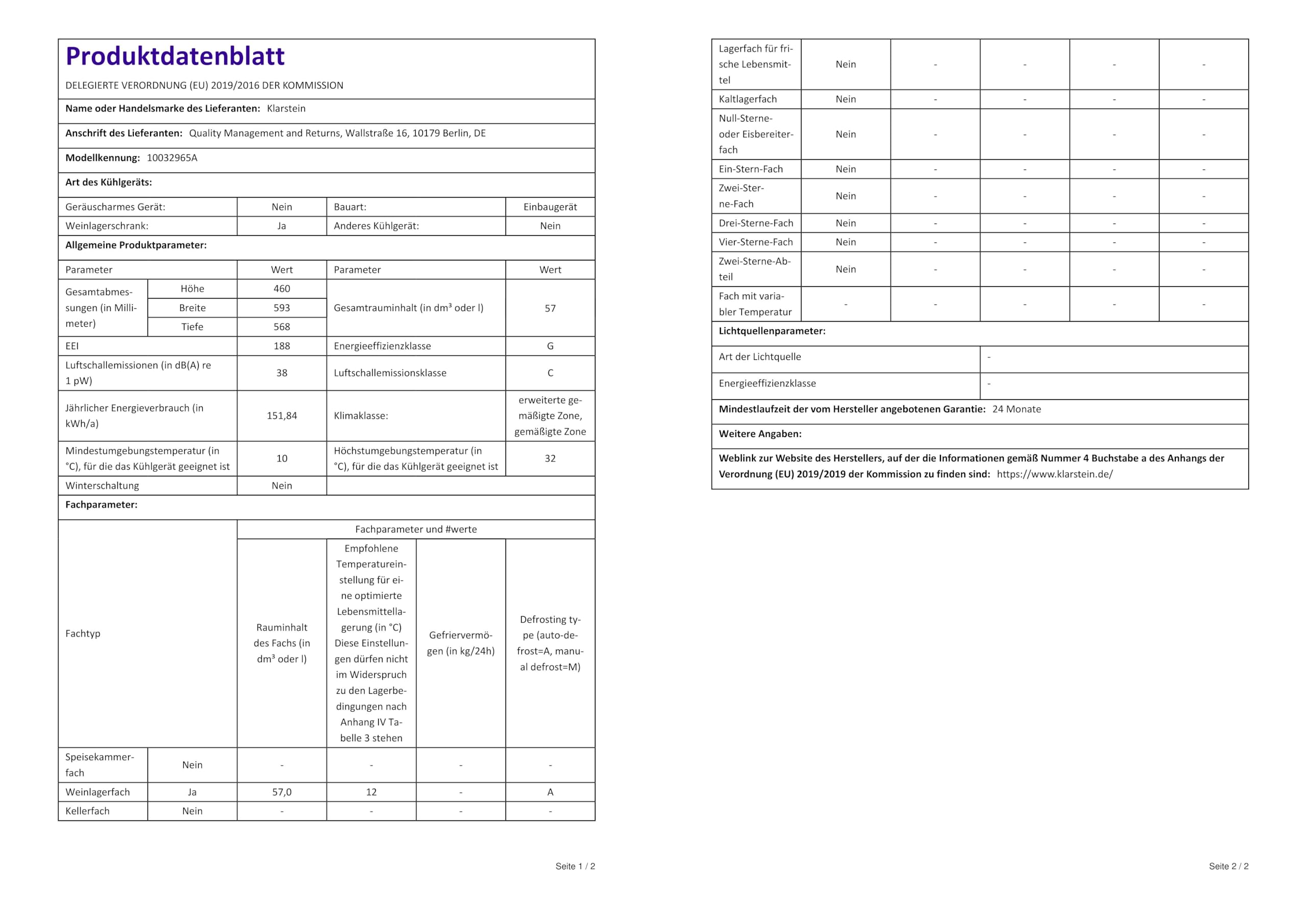 Klarstein Wine Fridge 2 Zones, 132 L Drinks Refrigerator, Small Built ...
