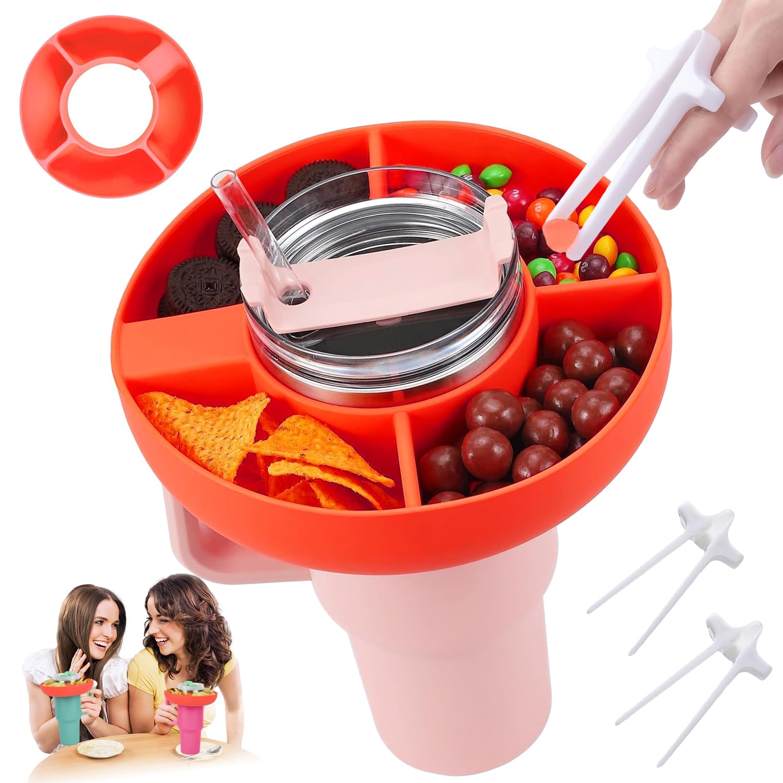 Silicone Snack Ring for Stanley Cup 40 oz with 2 Finger Chopsticks ...
