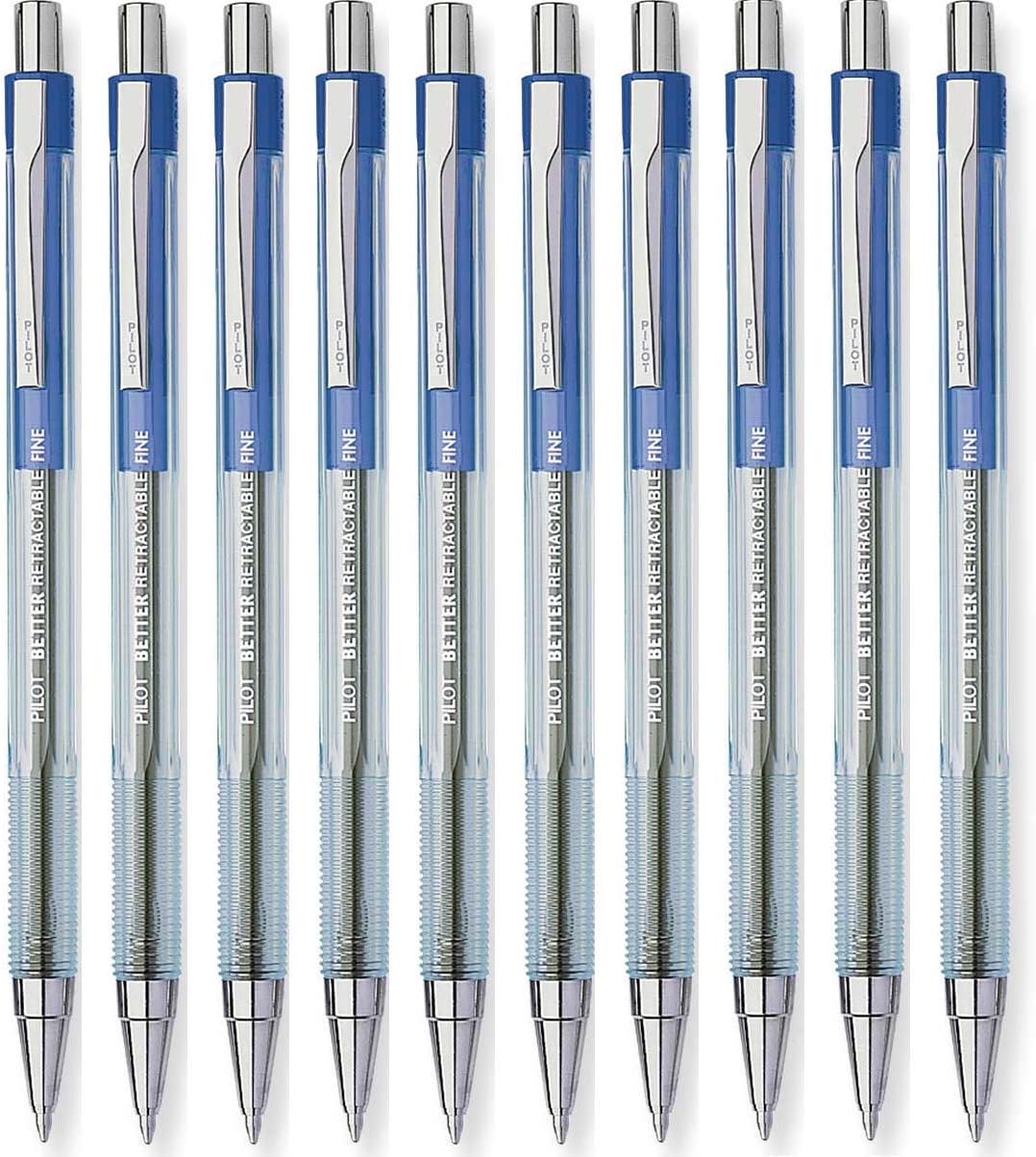 Pilot Better Retractable Ballpoint Pens, Blue color rollerball Fine ...