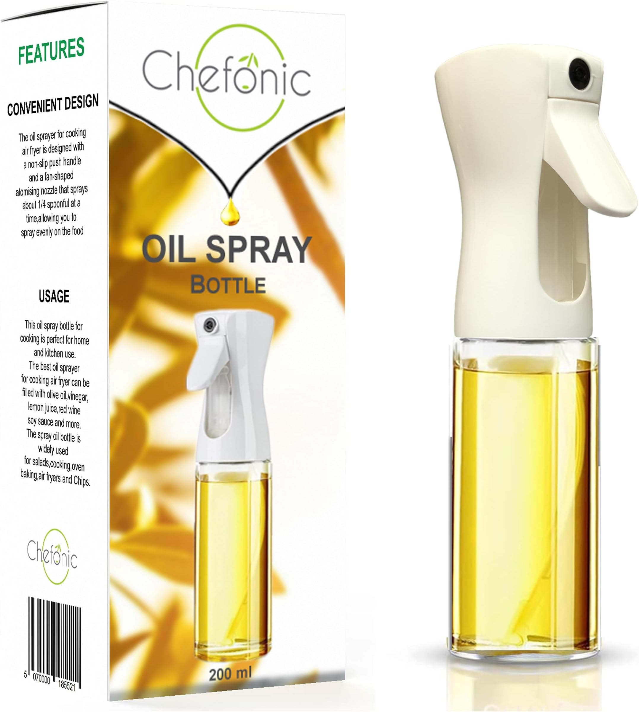 PORTENTUM Oil Spray Bottle 300ml - 10,55 oz for Kitchen and Air Fryer ...