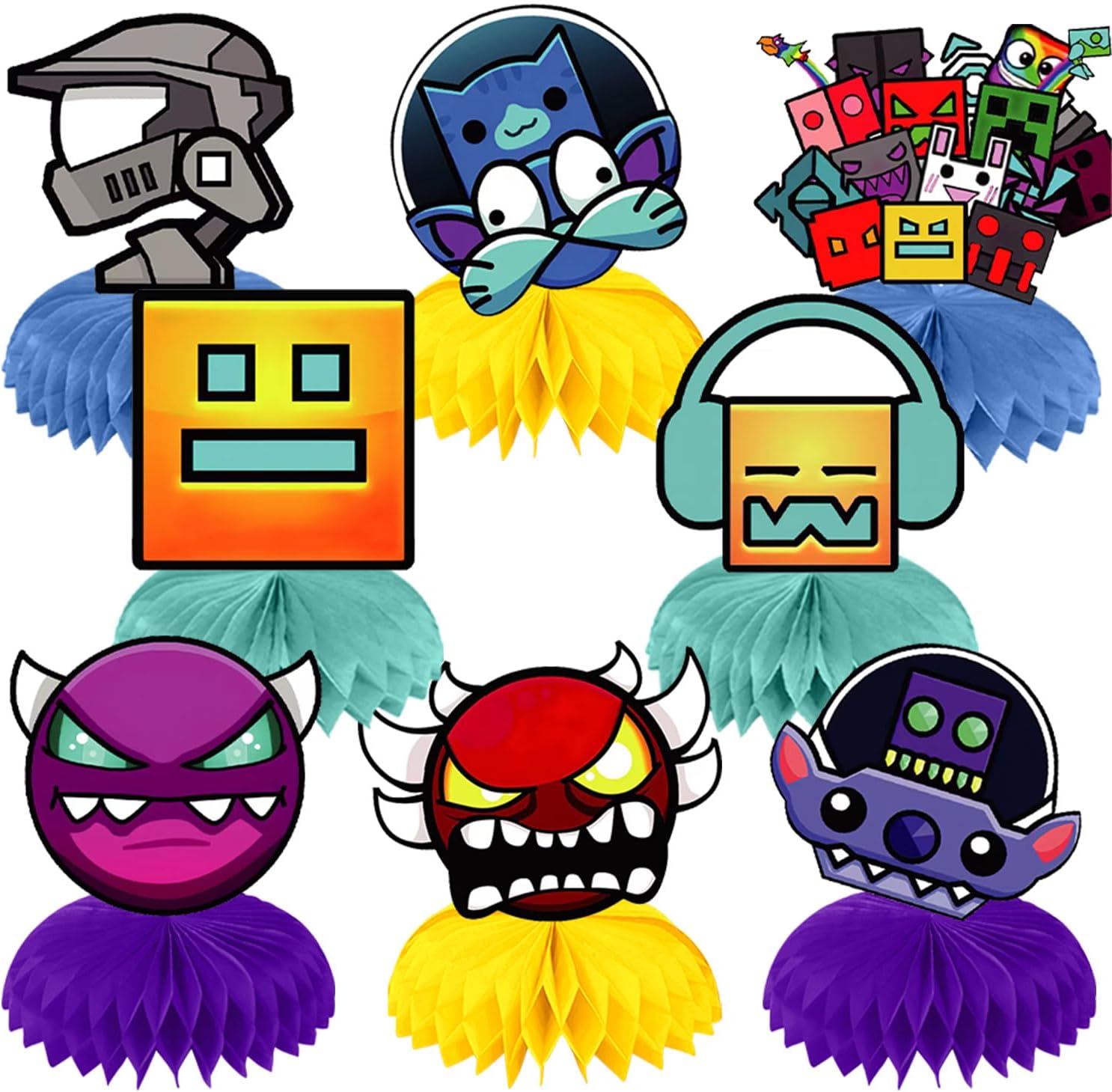 Amazon.com: FENGLIAN 8pcs Geometry Aesthetic Dash Birthday Party ...