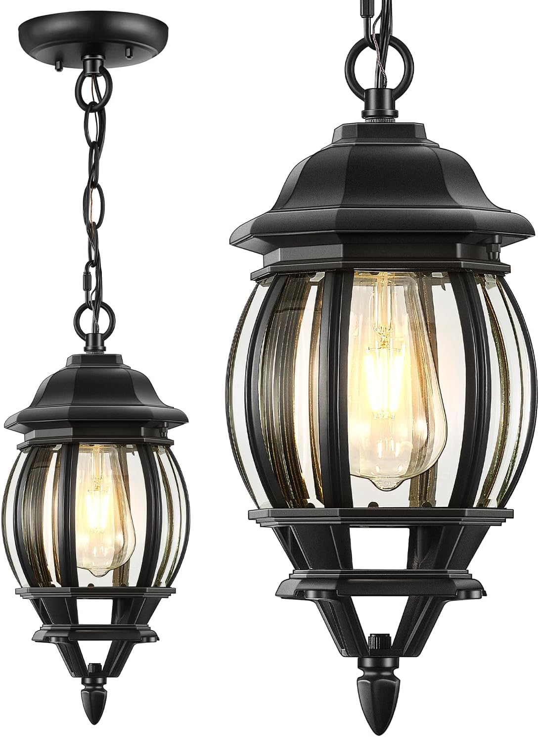 VIANIS Black Outdoor Pendant Light, Aluminum Hanging Exterior Lights ...