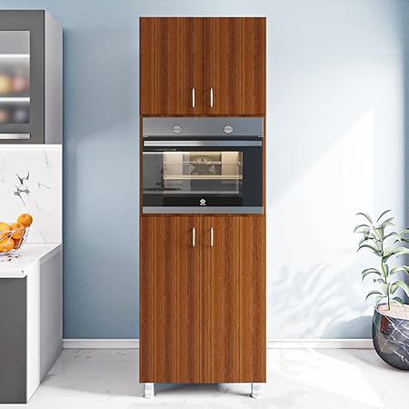 Woodbuzz - Microwave Tall Unit - Walnut : Amazon.in: Home & Kitchen