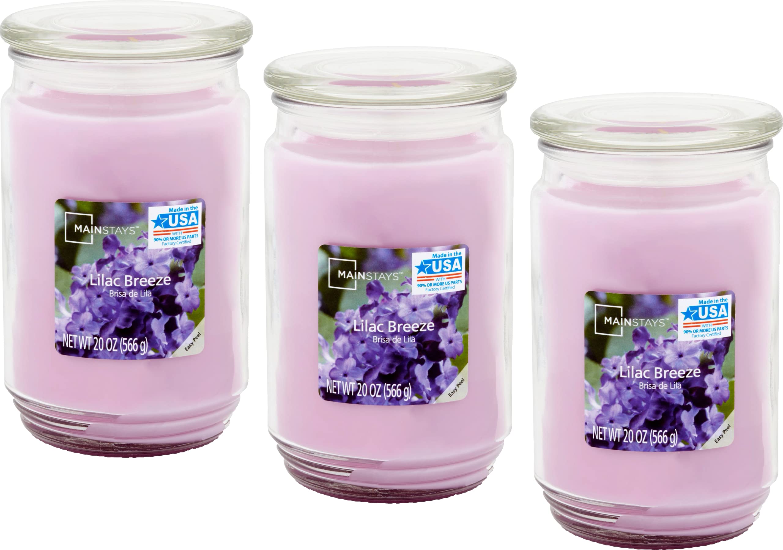 Amazon.com: Mainstays 20oz Scented Candles 3-Pack (Lilac Breeze) : Home ...