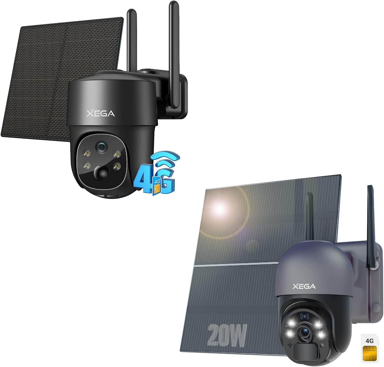 Amazon.com: Xega® 4G LTE Cellular Security Camera Solar with SIM Card ...