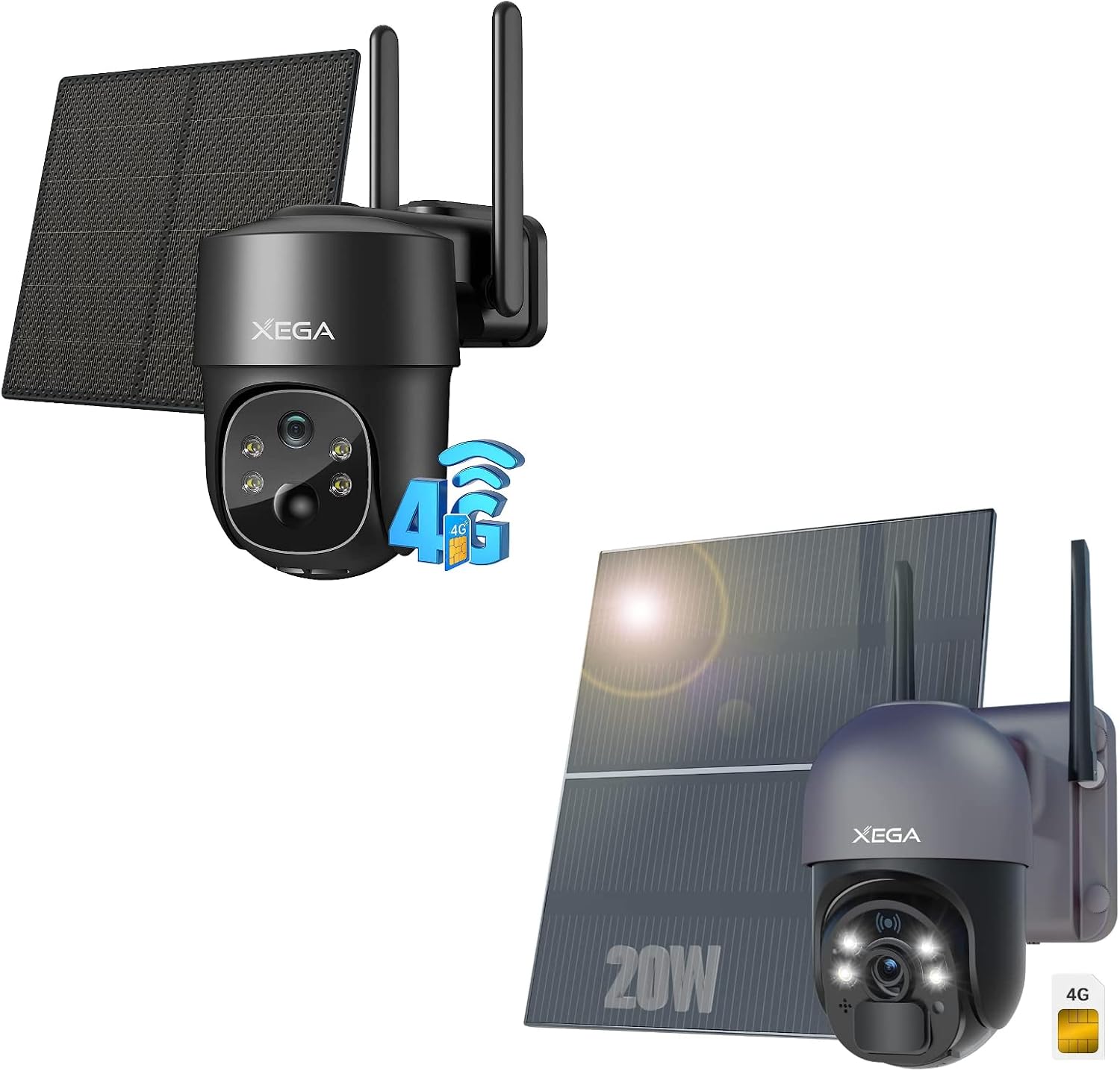Amazon.com: Xega® 4G LTE Cellular Security Camera Solar with SIM Card ...