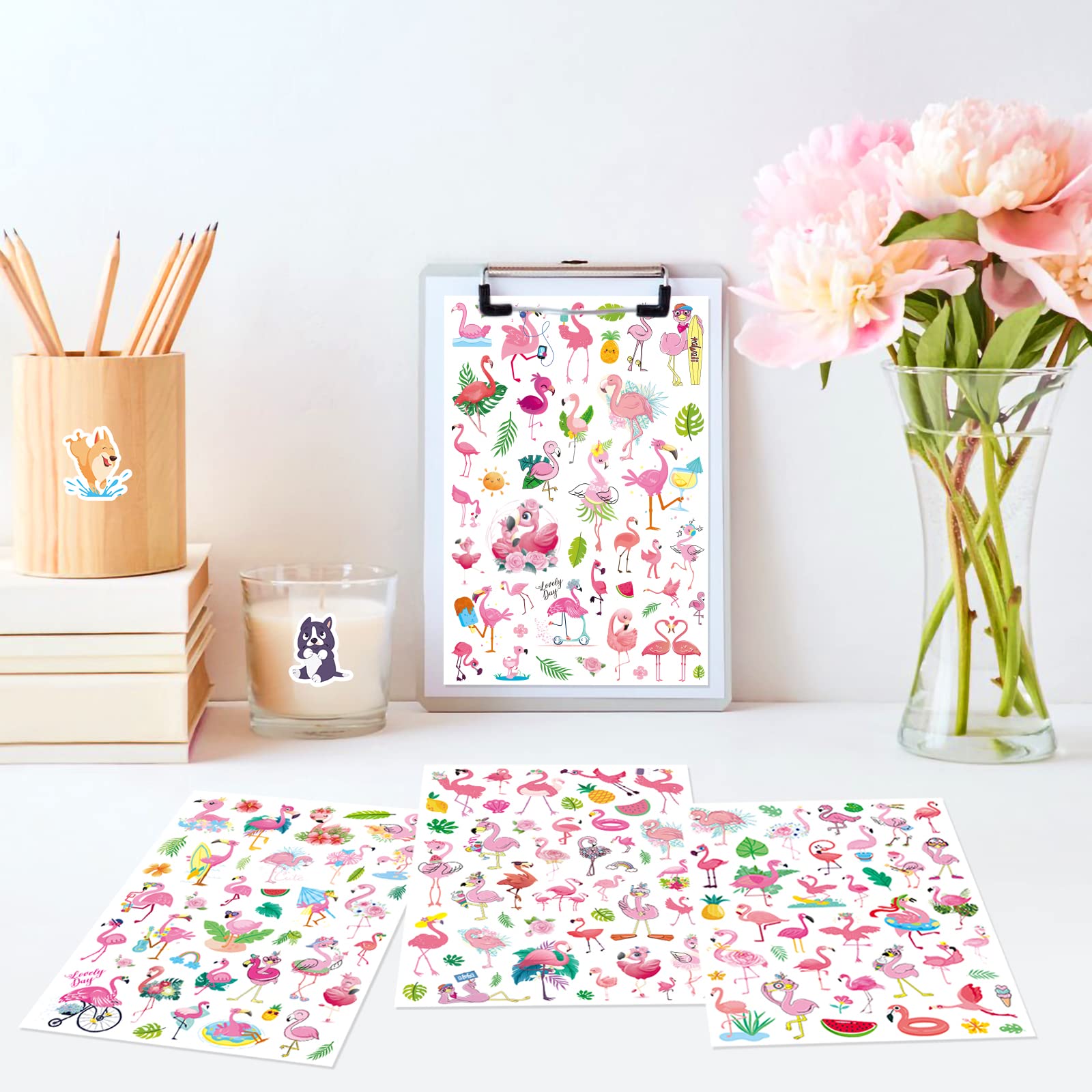 Snapklik.com : Flamingo Tropical Bird Stickers 840 Count Tropical Pink ...