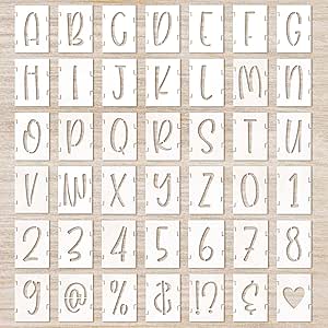 Letter Stencils 4 Inch Cursive Stencil Letters Number Template 42 Pcs ...