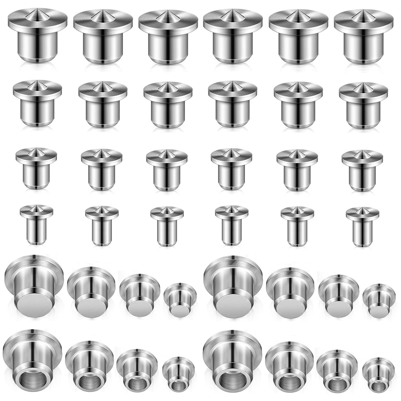 Honoson 32 Pieces Dowel Pins Center Point Set Solid Hollow Dowel Tenon ...