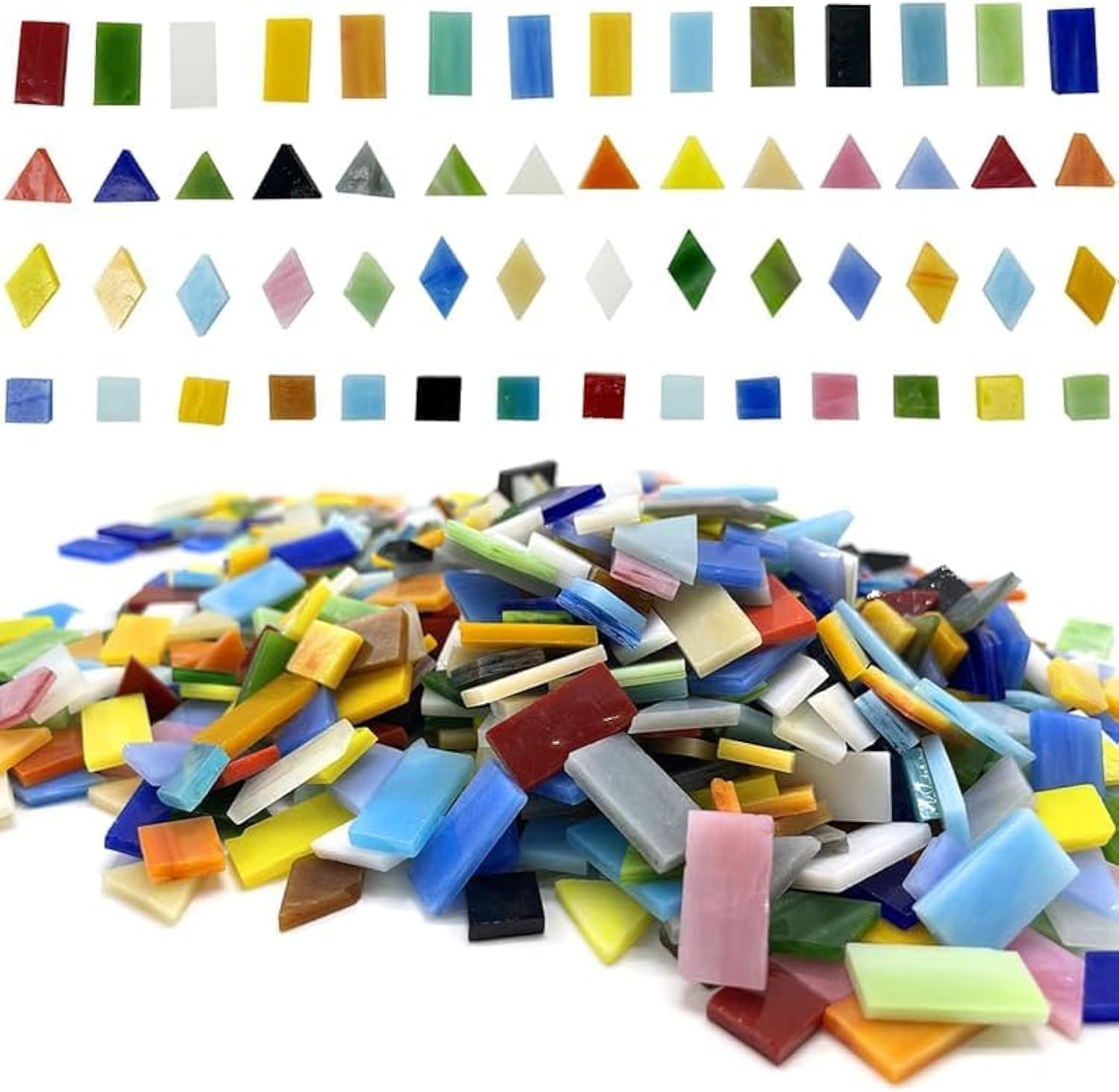 Belle Vous Mixed Colour Stained Glass Mosaic Tiles (700 Pieces / 500g ...