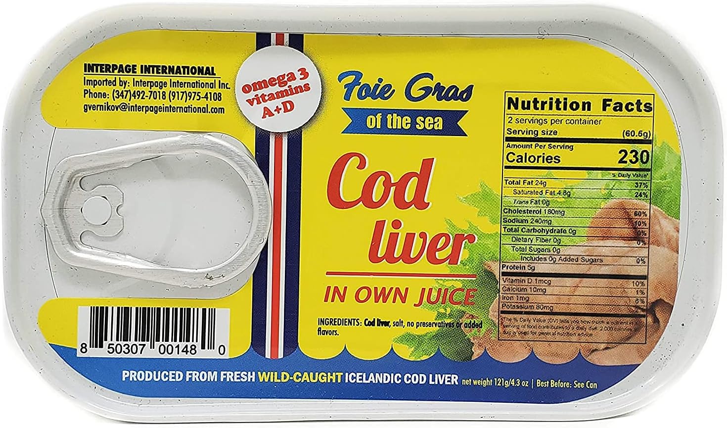 Amazon.com: Ican Icelandic Wild Cod Liver 4.06oz/115g Pack of 3 ...