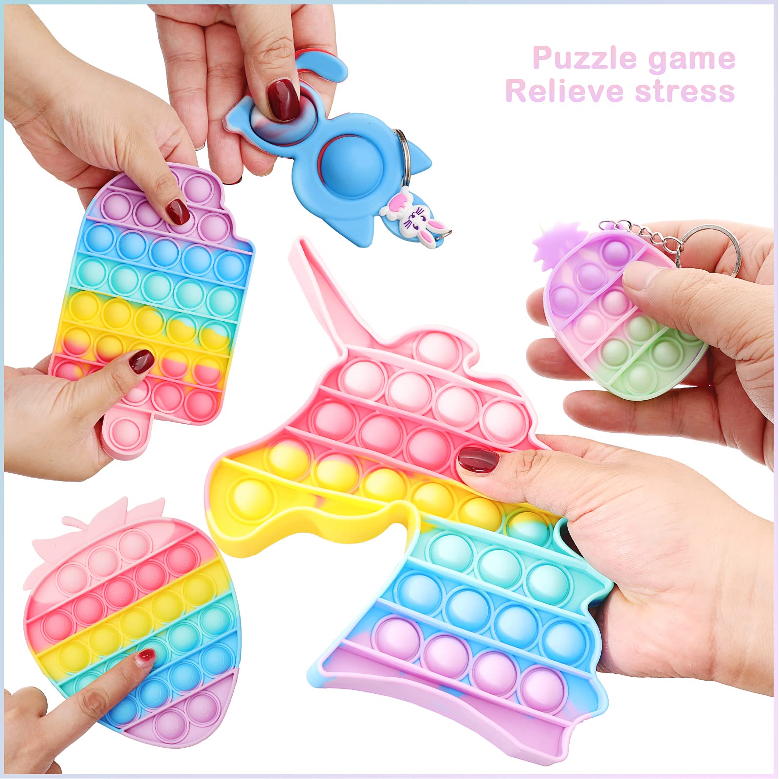 Buy 55Pcs Fidget Toys, Fidget PopIts Pack Popper Mini Bulk Toy Set for ...