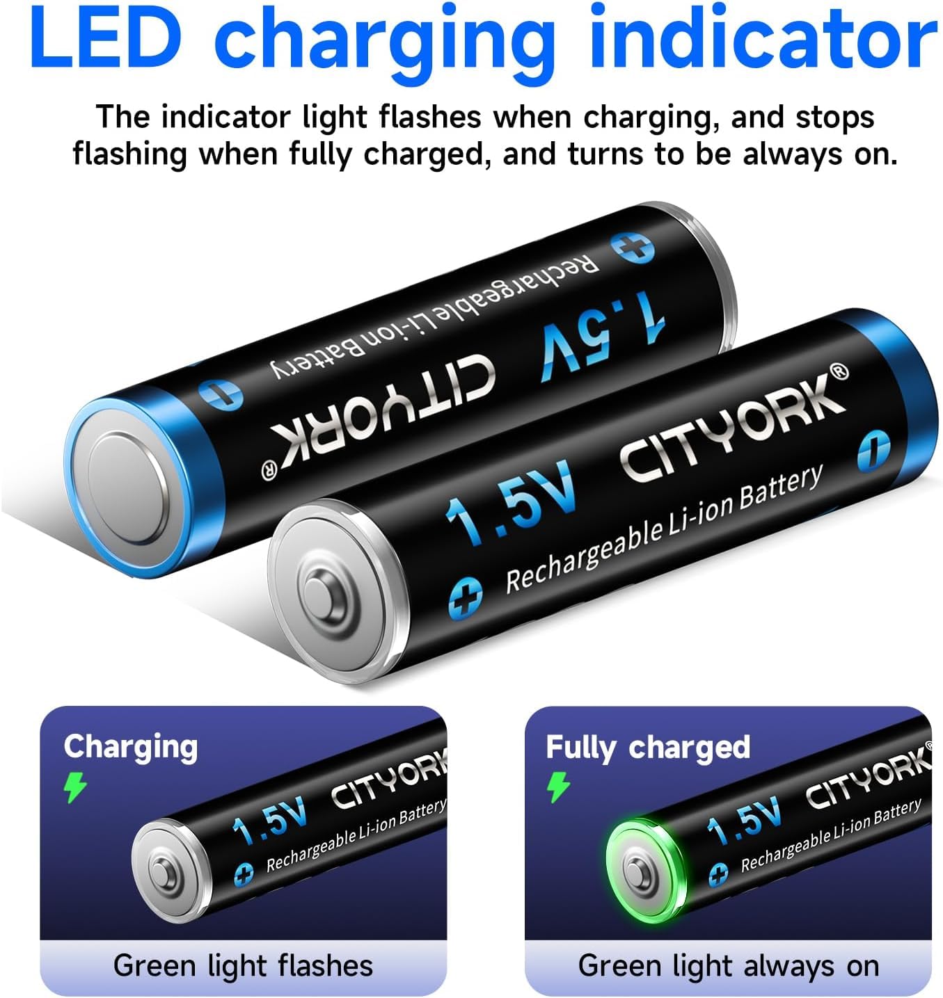 Snapklik.com : CITYORK Type-C USB 4 Pack 15V AAA 1200mWh Lithium ...