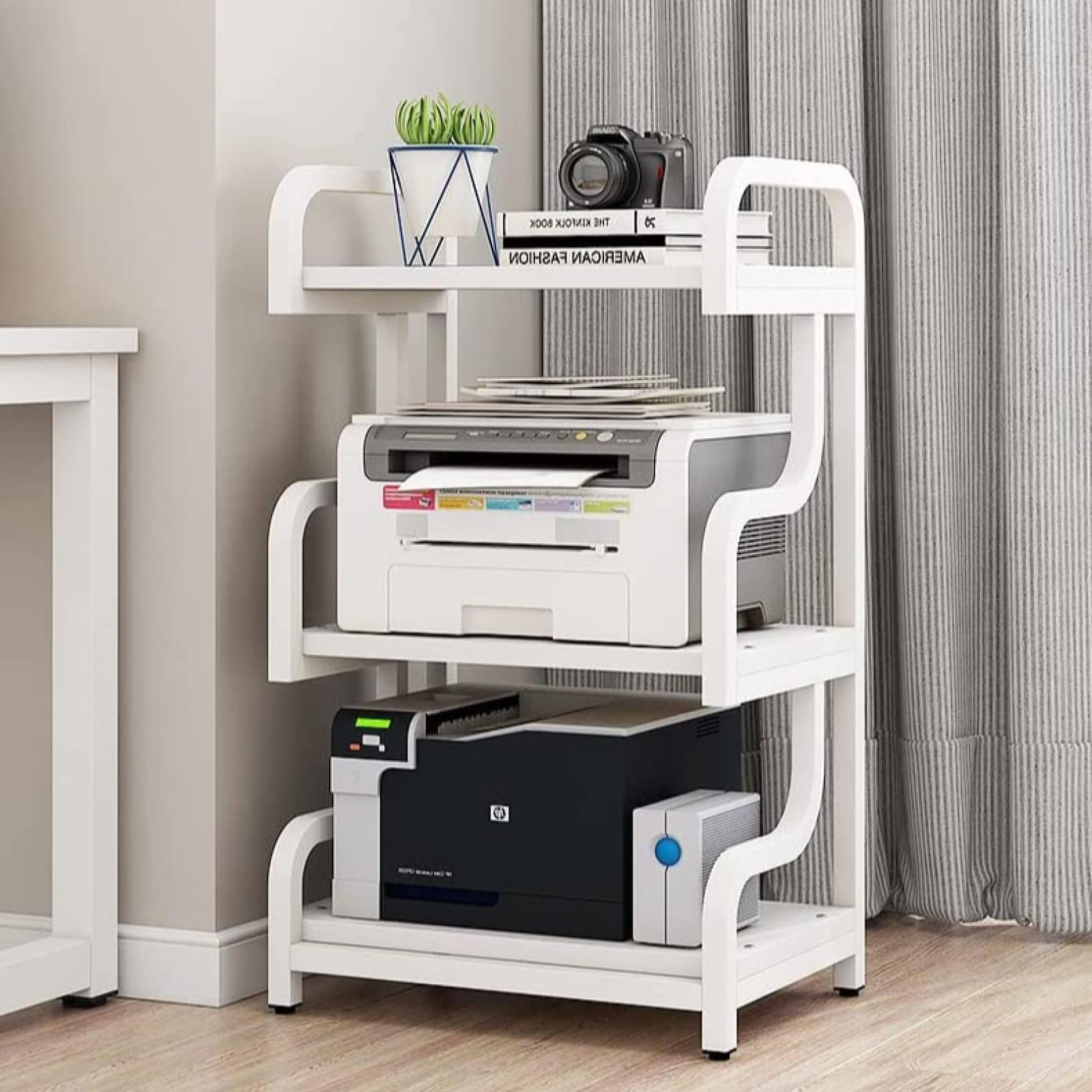 PUNCIA 3-Tier Printer Stand with Storage Movable Printer Table on ...