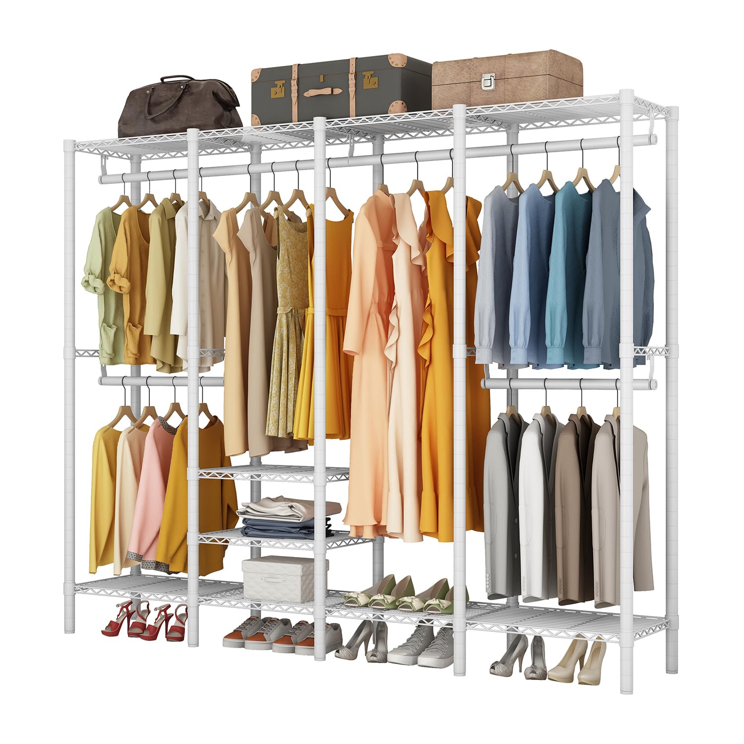KZOBYD Clothes Rails Heavy Duty Clothing Rail, Freestanding Wardrobe ...