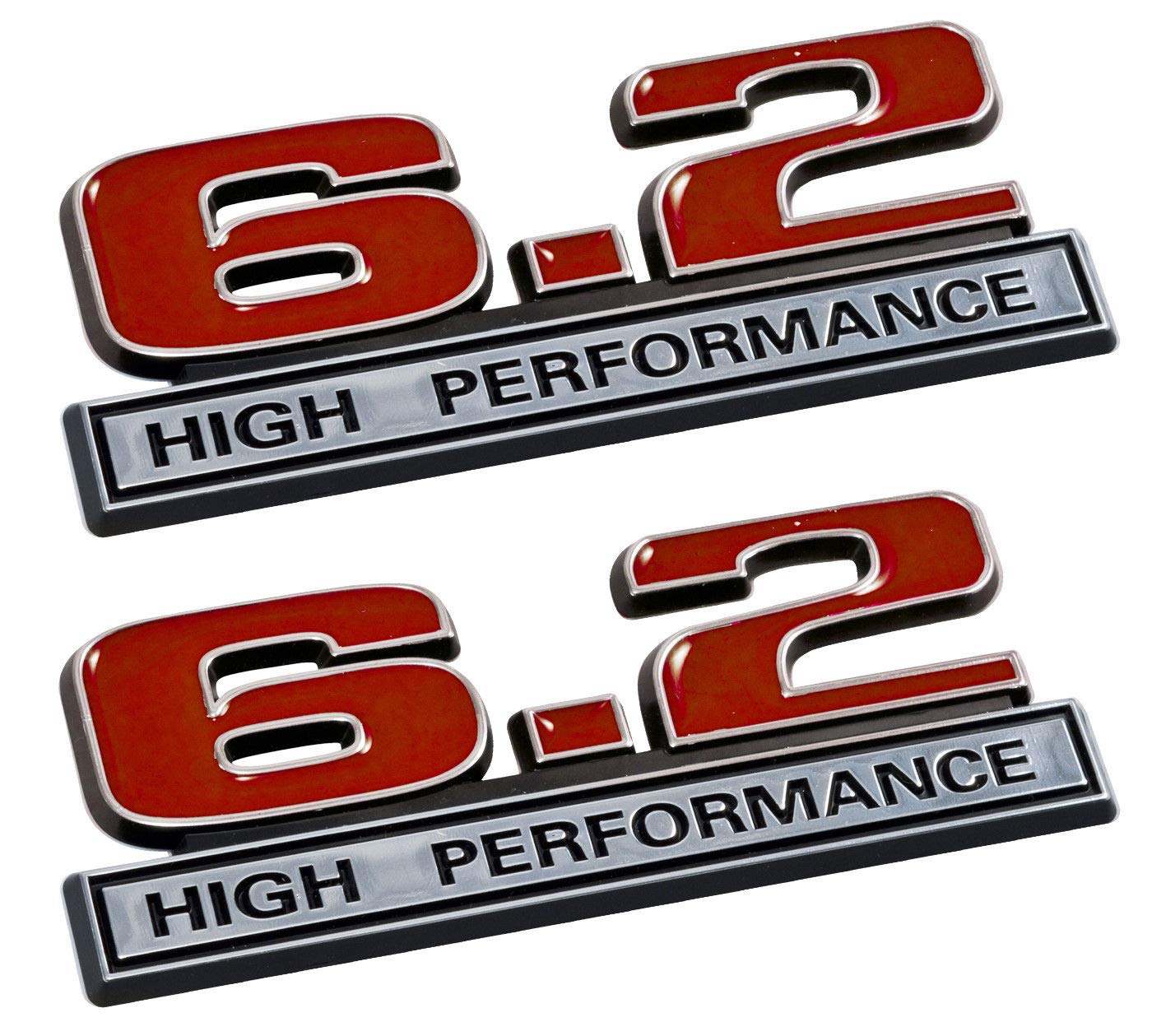 Amazon.com: 6.2 Liter High Performance Emblems in Red and Chrome - Pair ...