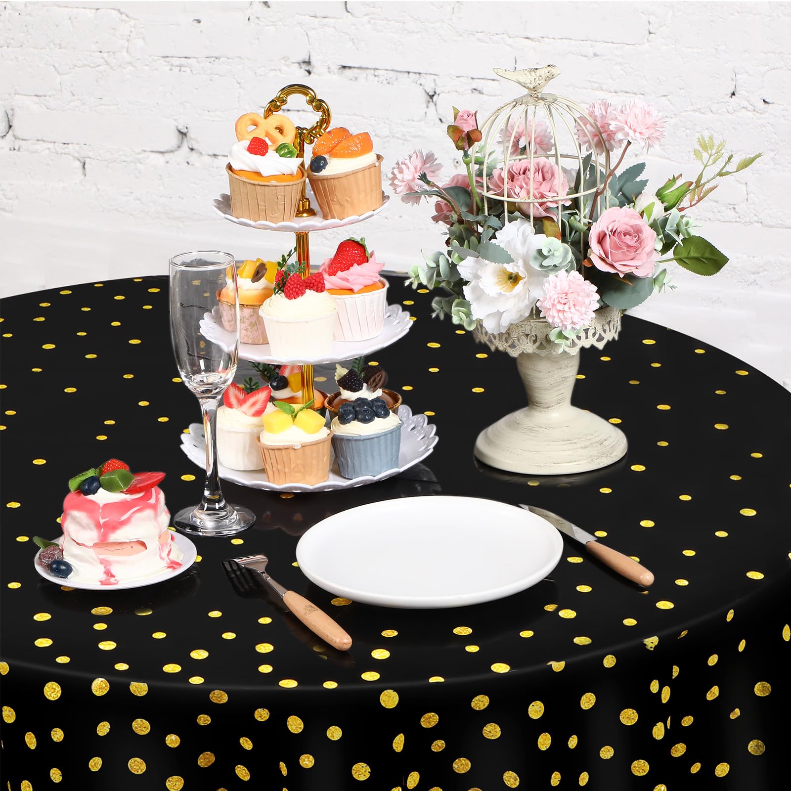 Snapklik.com : Newwiee 12 Pcs Round Dot Tablecloth 84 Inch Plastic ...