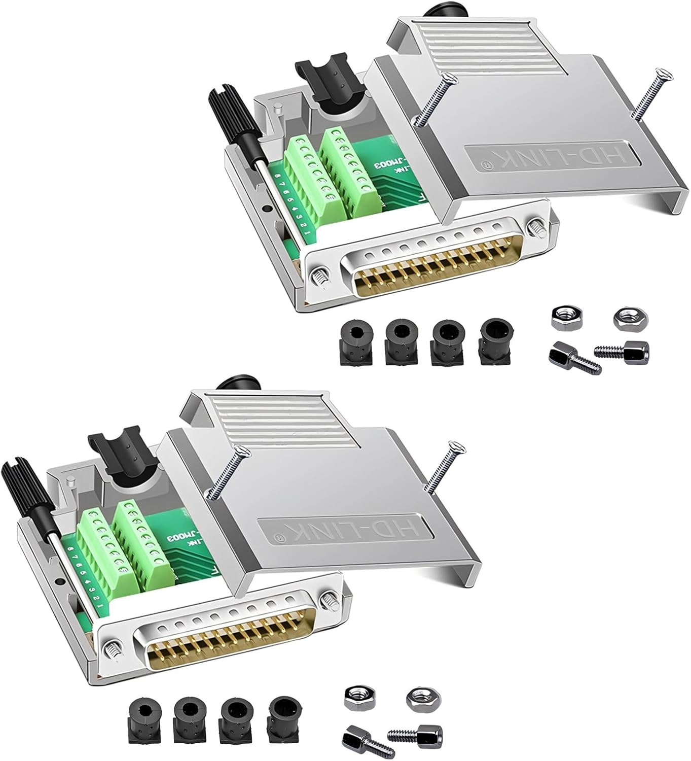 Amazon.com: Willwewon 2Pcs Male DB25 Metal Shell Solderless Connector ...