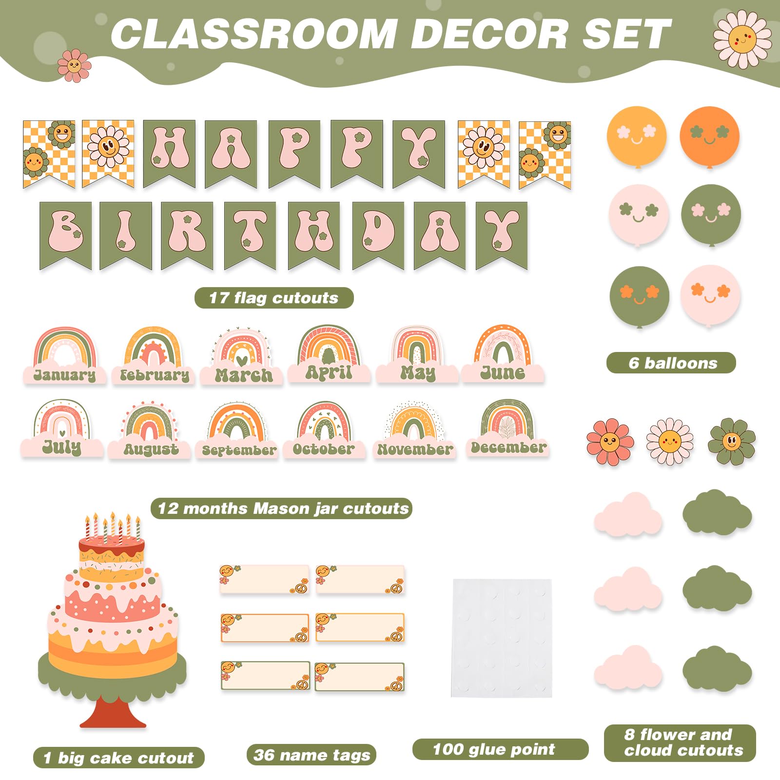Snapklik.com : 80 Pcs Groovy Birthday Bulletin Board Set, Disco ...