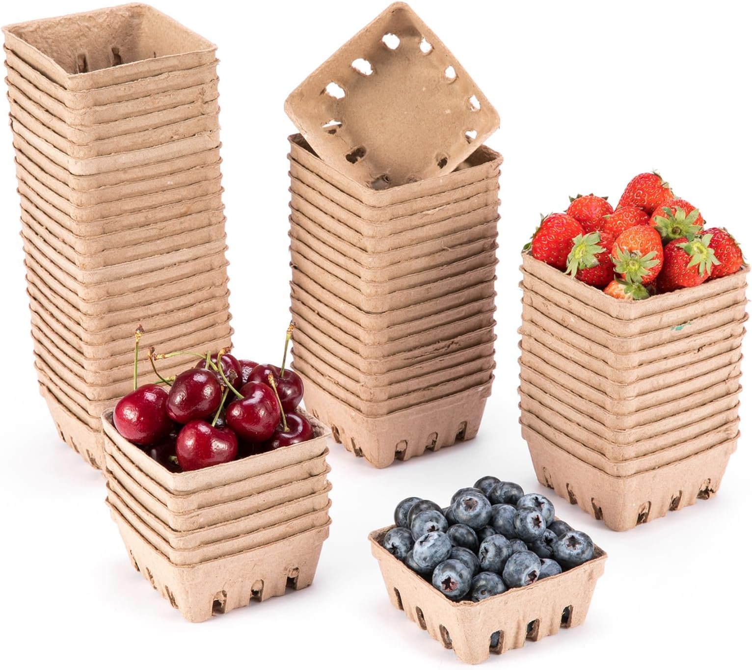 Amazon.com: Juvale 60 Pack Berry Baskets for Farmers' Market, Bulk Pulp ...