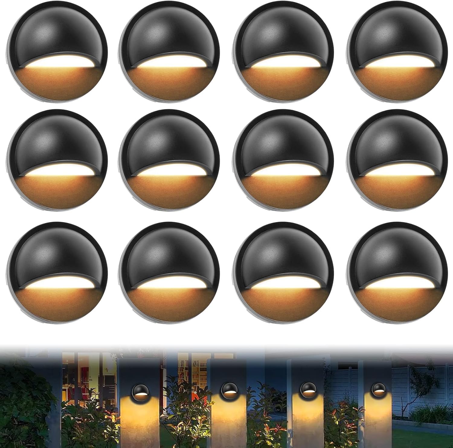 12 Pack Low Voltage LED Deck Lights - 12V-36V AC/DC Landscape Stair ...