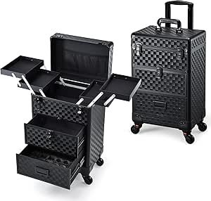 Amazon.com : Stagiant Rolling Makeup Case with Drawers Cosmetology Case ...