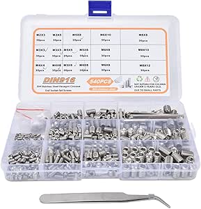 Amazon.com: 540Pcs Set Screw, Stainless Steel Set Screw Kit M2 M8 Cup ...