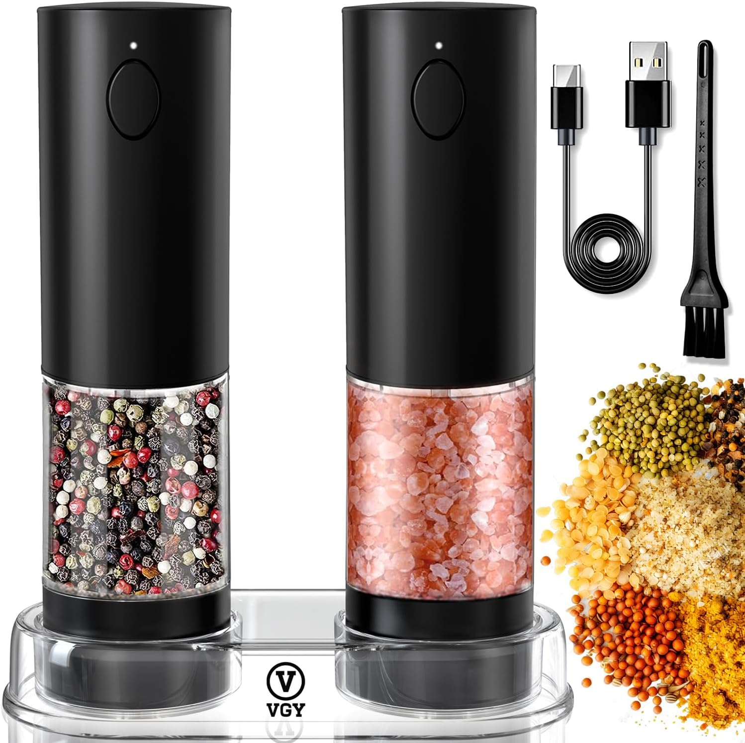 Amazon.com: Electric Salt and Pepper Grinder Set, Rechargeable ...